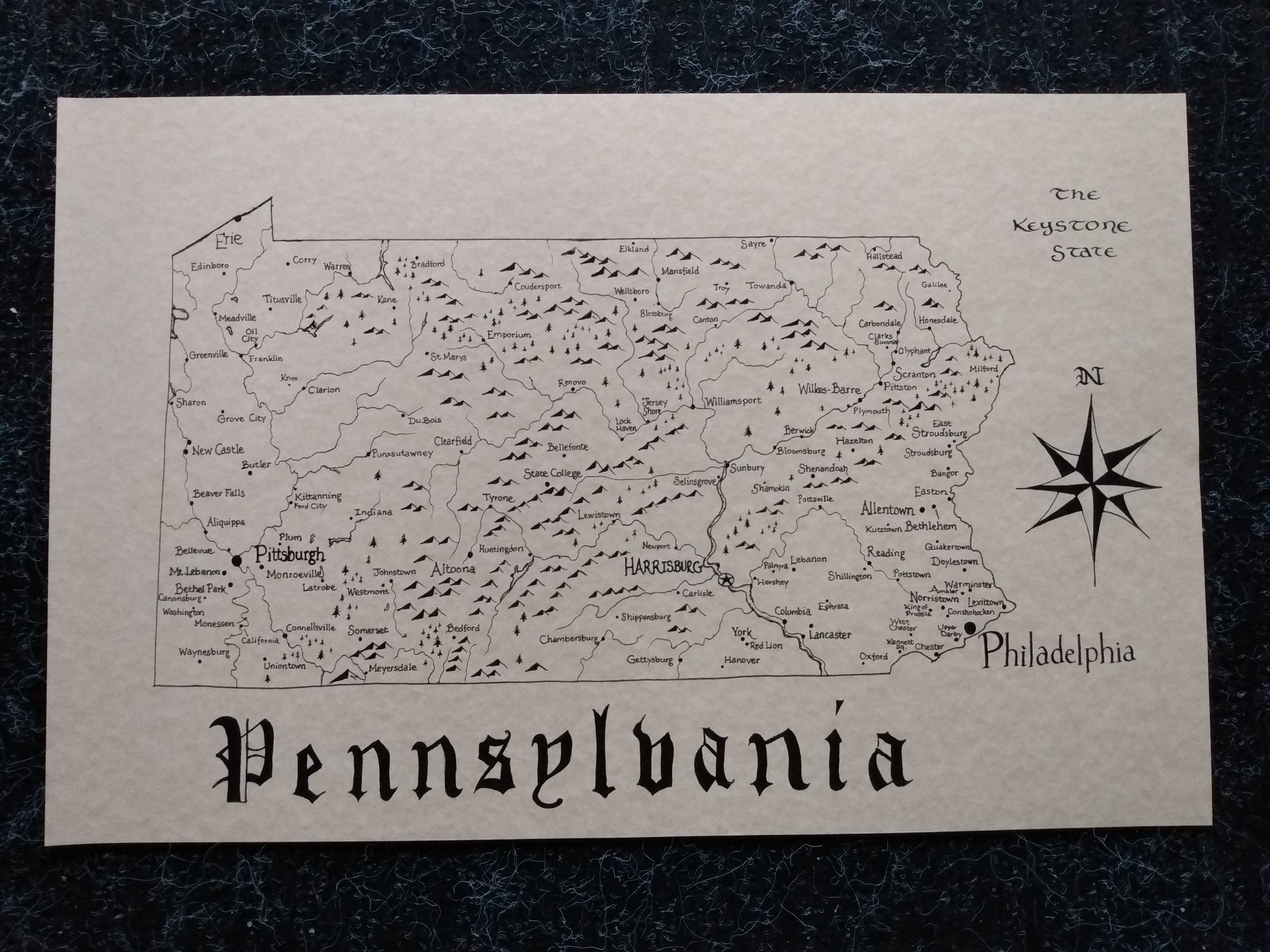 Pennsylvania Map 11x17 - Etsy