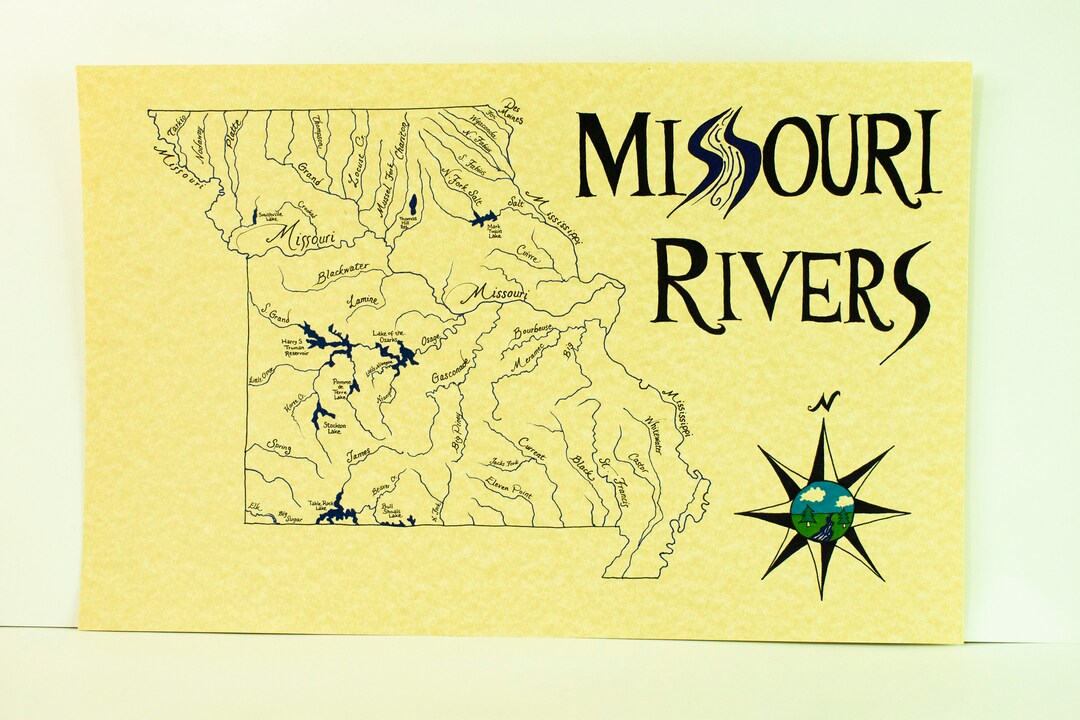 Missouri Rivers Map - Etsy