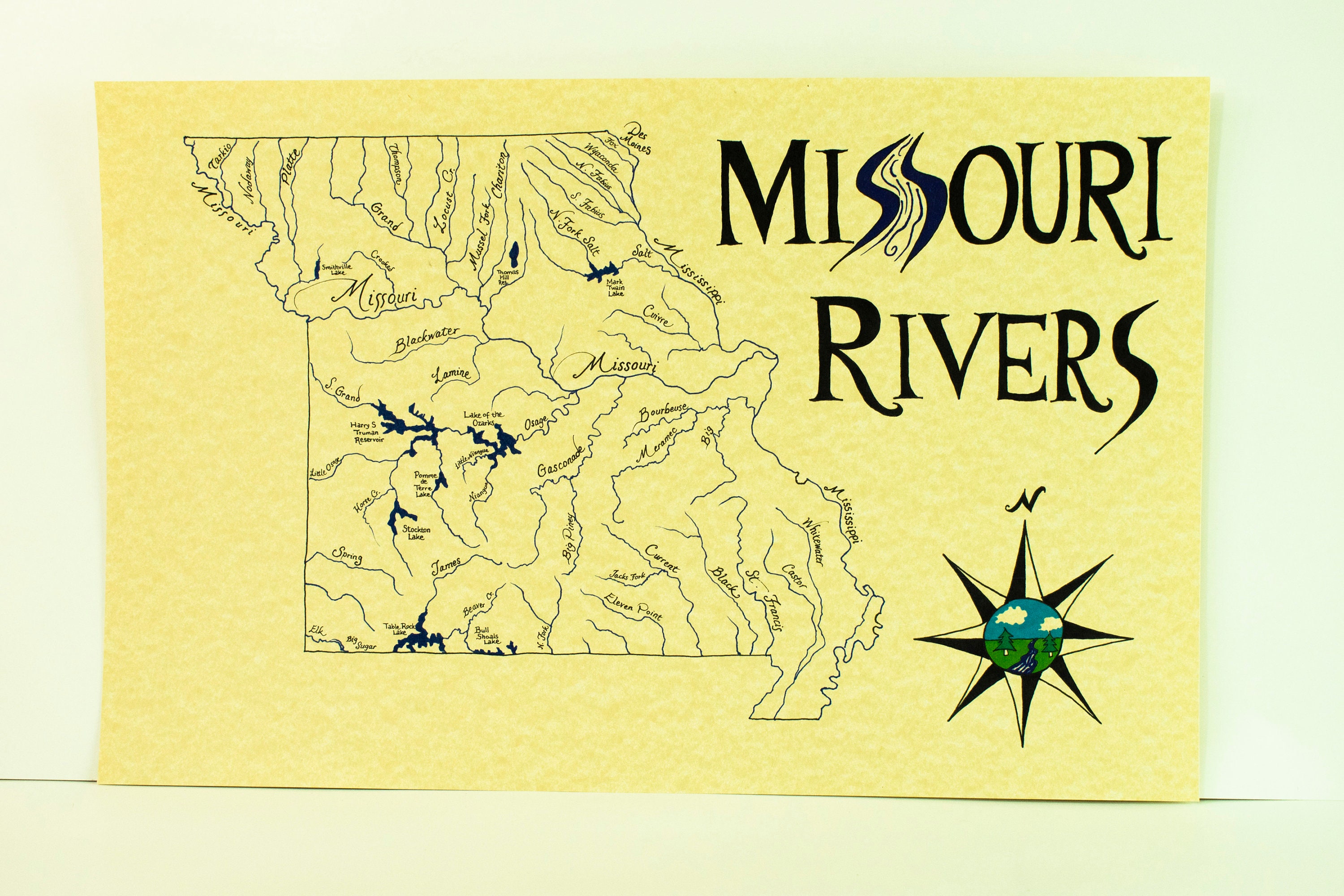 Missouri Rivers Map - Etsy