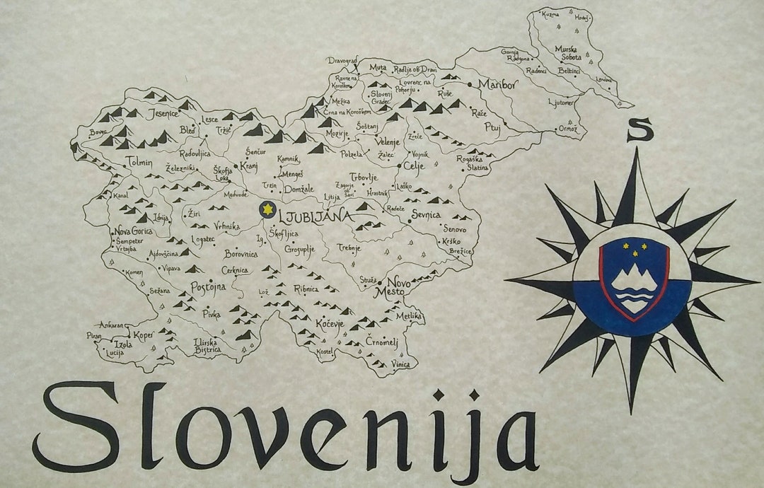 Slovenia Map Slovenija - Etsy