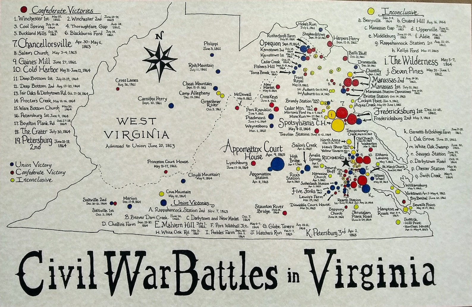 Virginia Civil War Map - Etsy