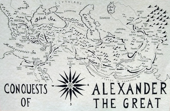 Alexander the Great Hand Drawn Map | Etsy