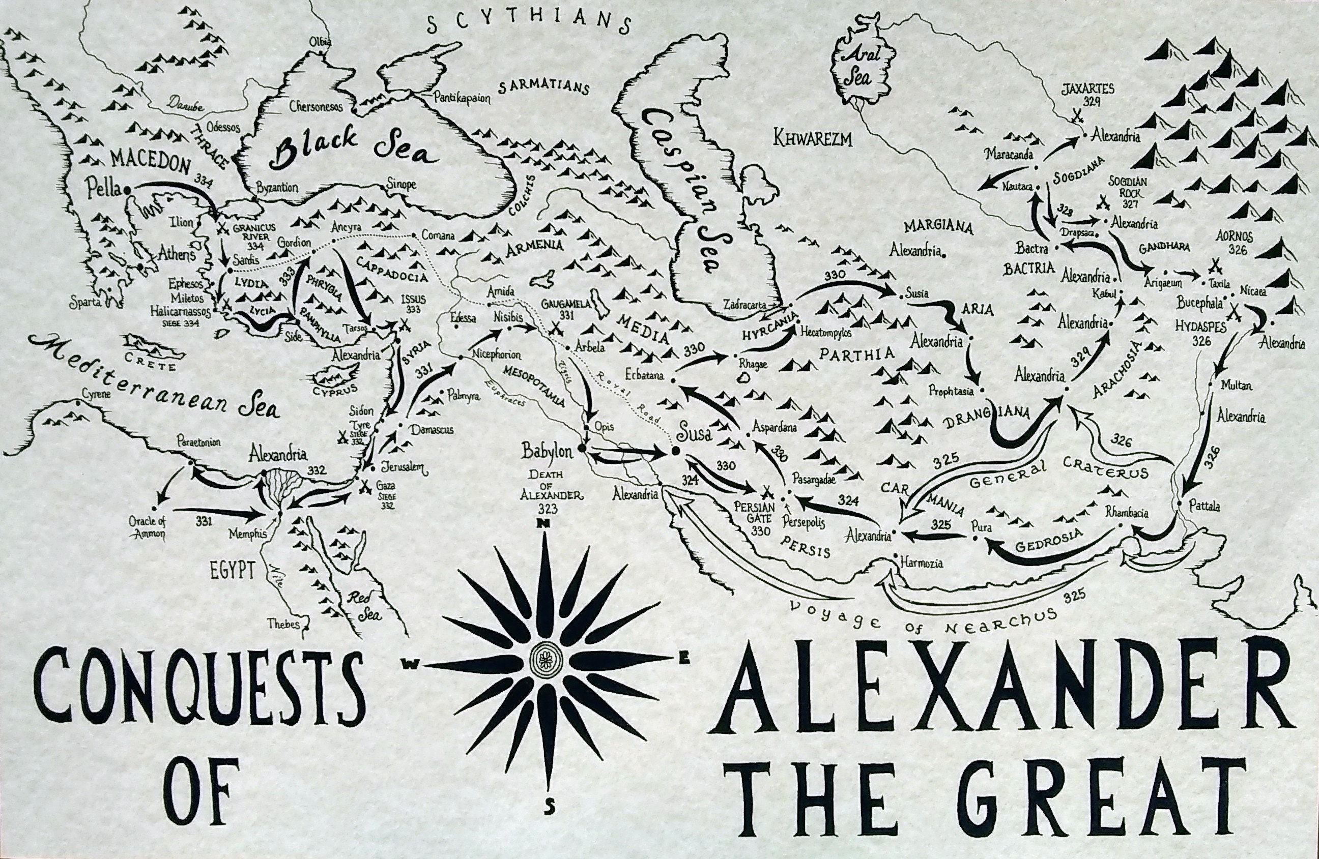 Alexander the Great Hand Drawn Map - Etsy