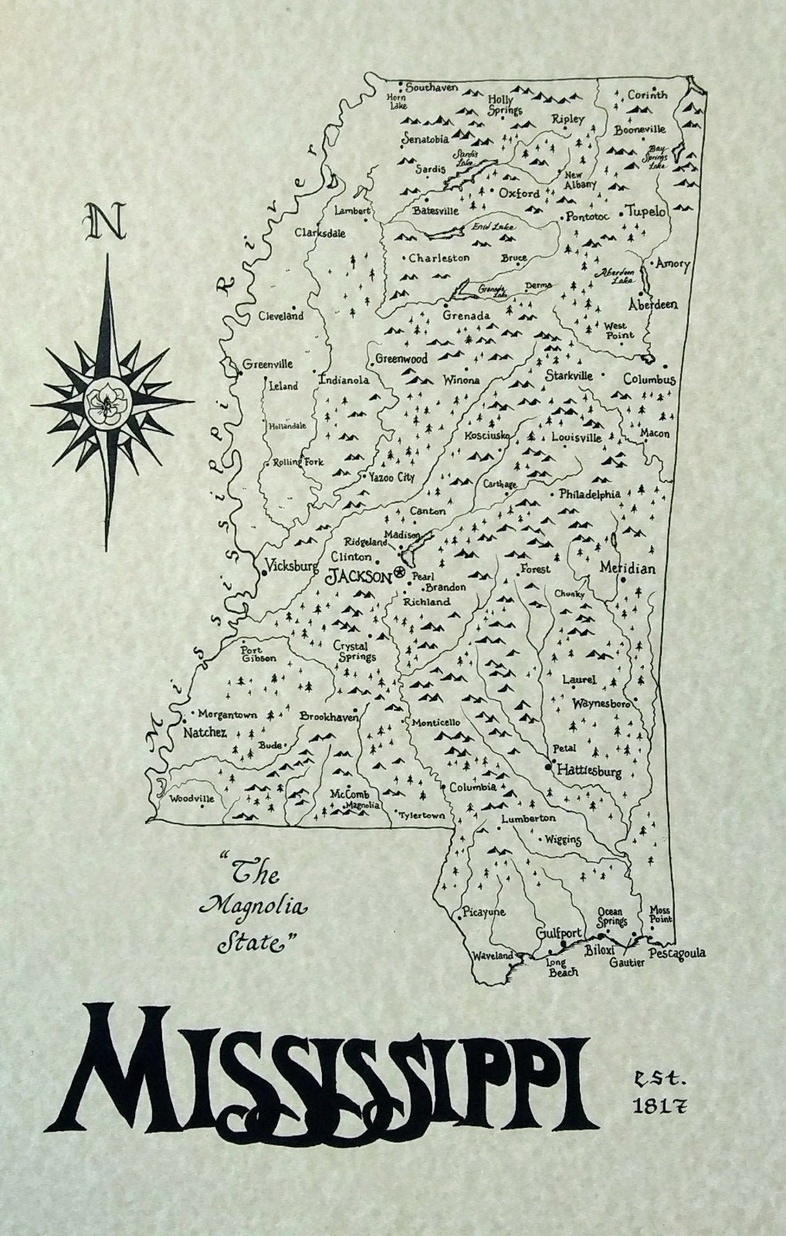 Mississippi Map - Etsy
