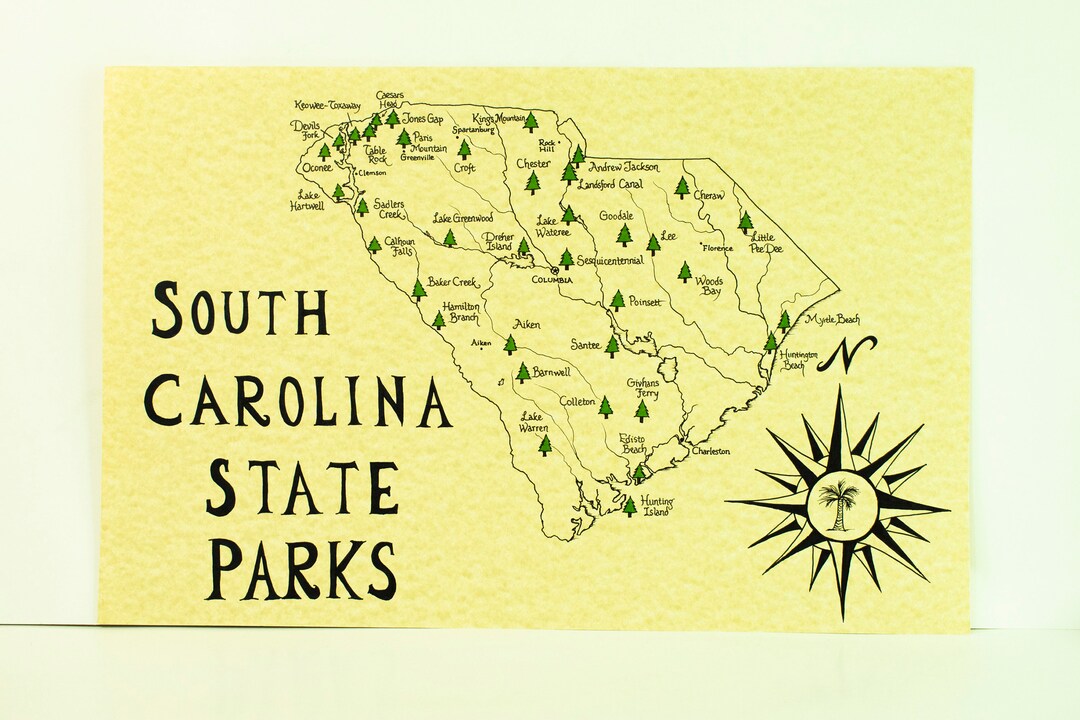 South Carolina State Parks Map - Etsy