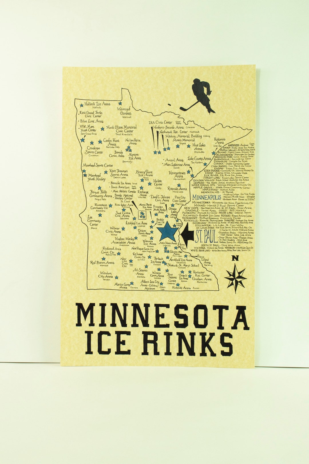 Minnesota Ice Rinks Map - Etsy