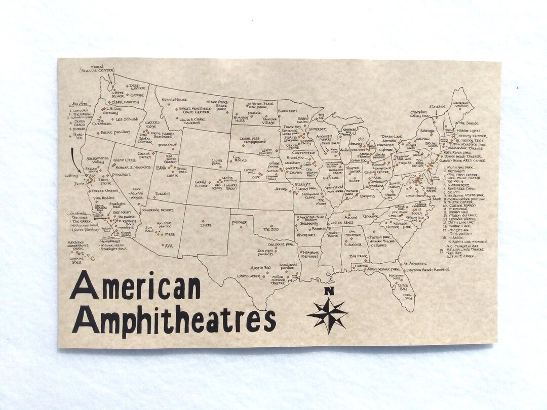 American Amphitheatres Map - Etsy