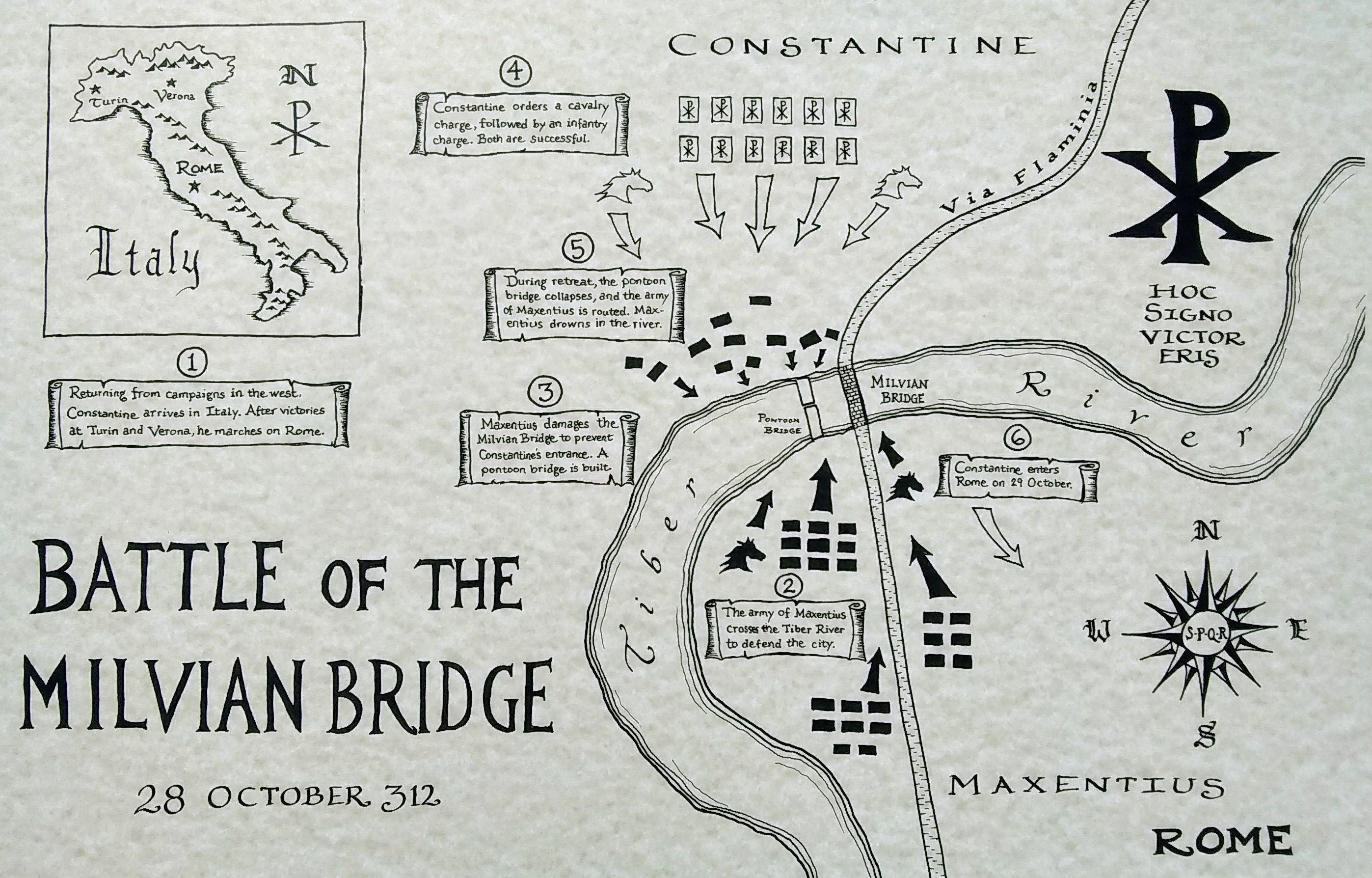 Battle of Milvian Bridge Hand Drawn Map - Etsy Ireland