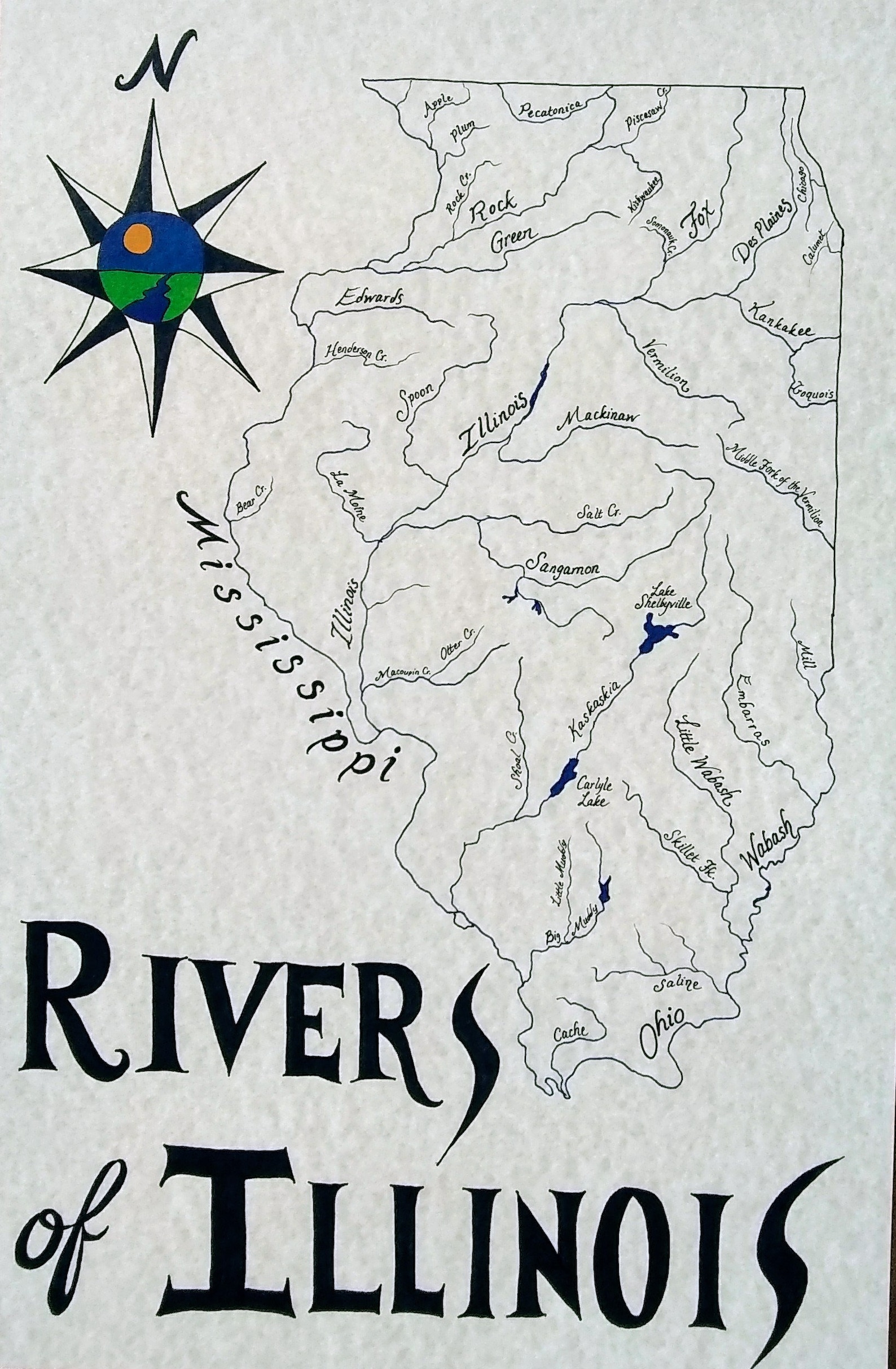 Illinois Rivers Map - Etsy