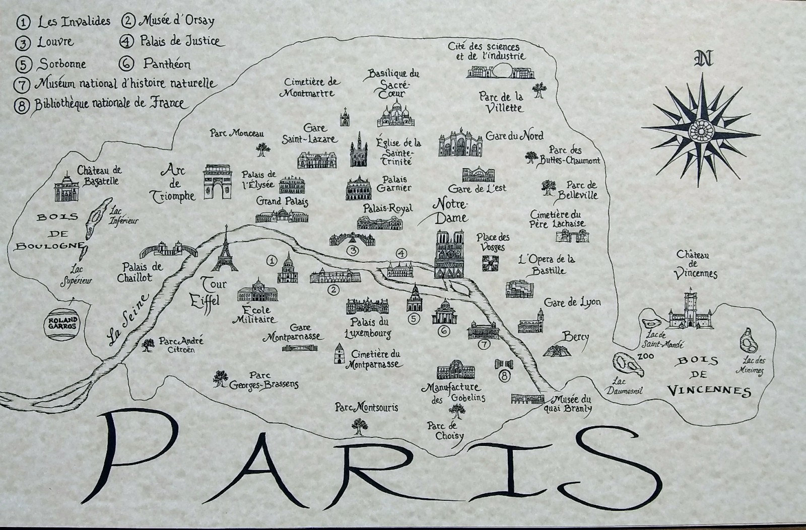 Paris Map Hand Drawn - Etsy