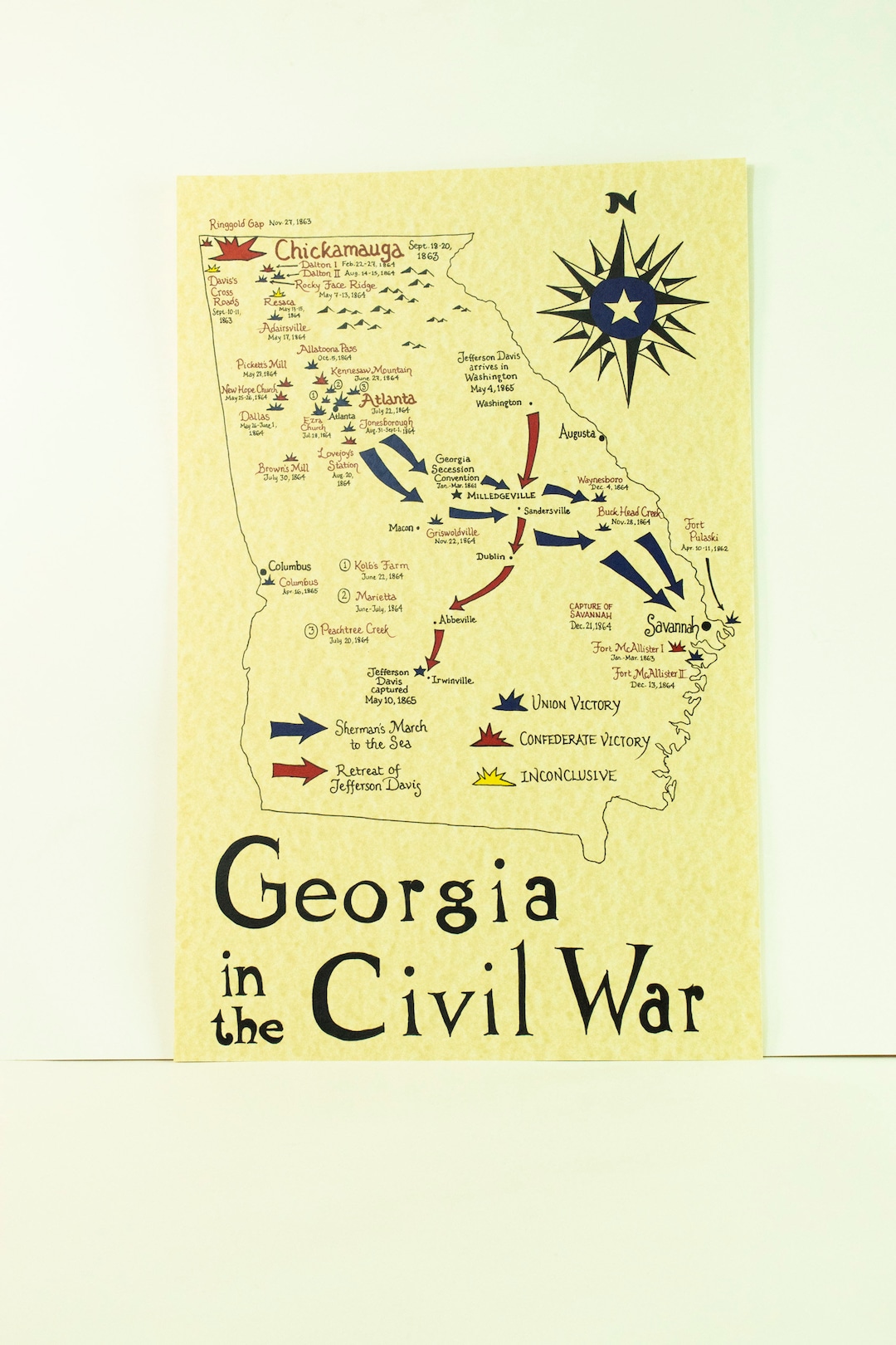 Georgia Civil War Map - Etsy