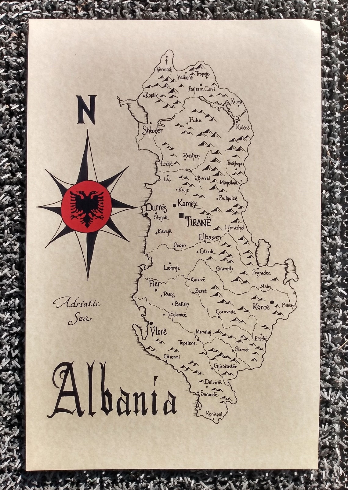 Albania Map 11x17 - Etsy