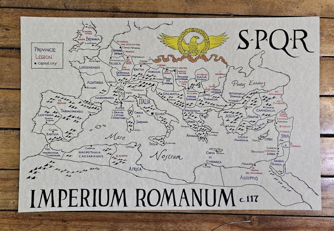 Roman Empire Map Hand Drawn 11x17 - Etsy