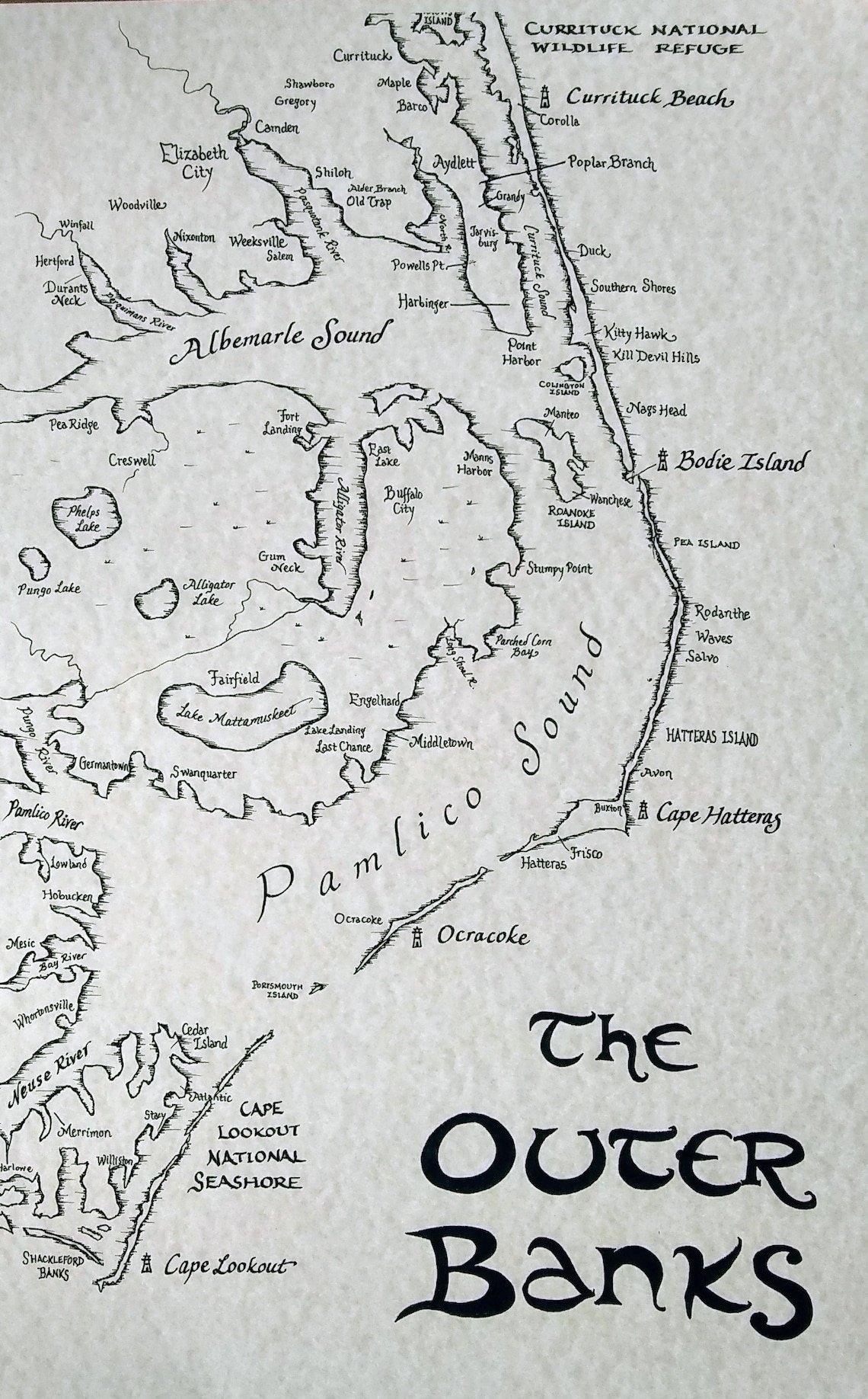 Outer Banks Map 11x17 - Etsy