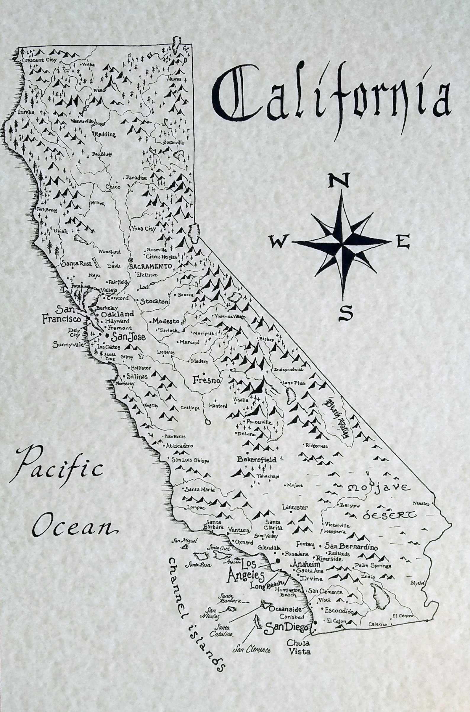 California Hand Drawn Map - Etsy