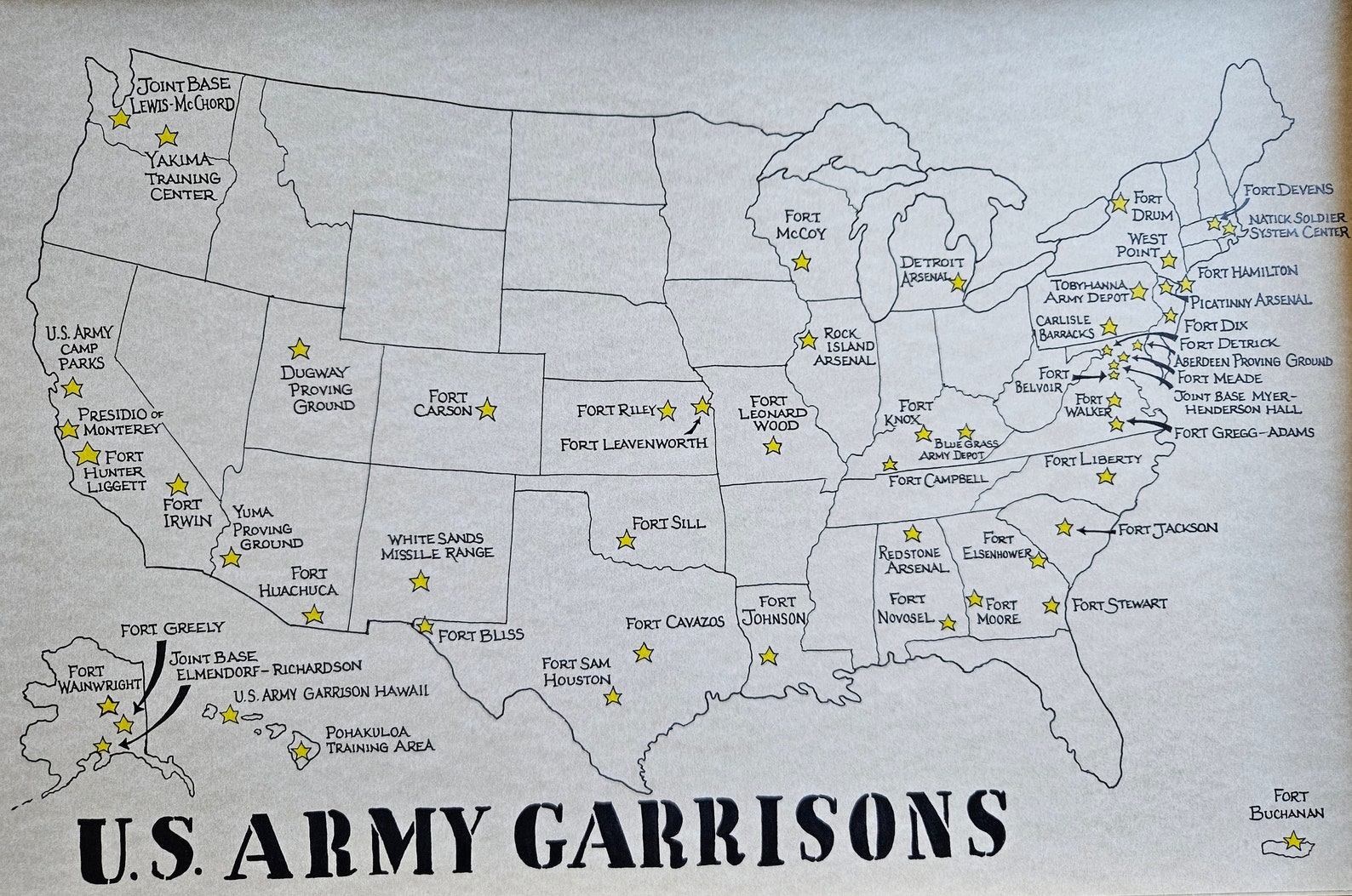 US Army Bases Map - Etsy