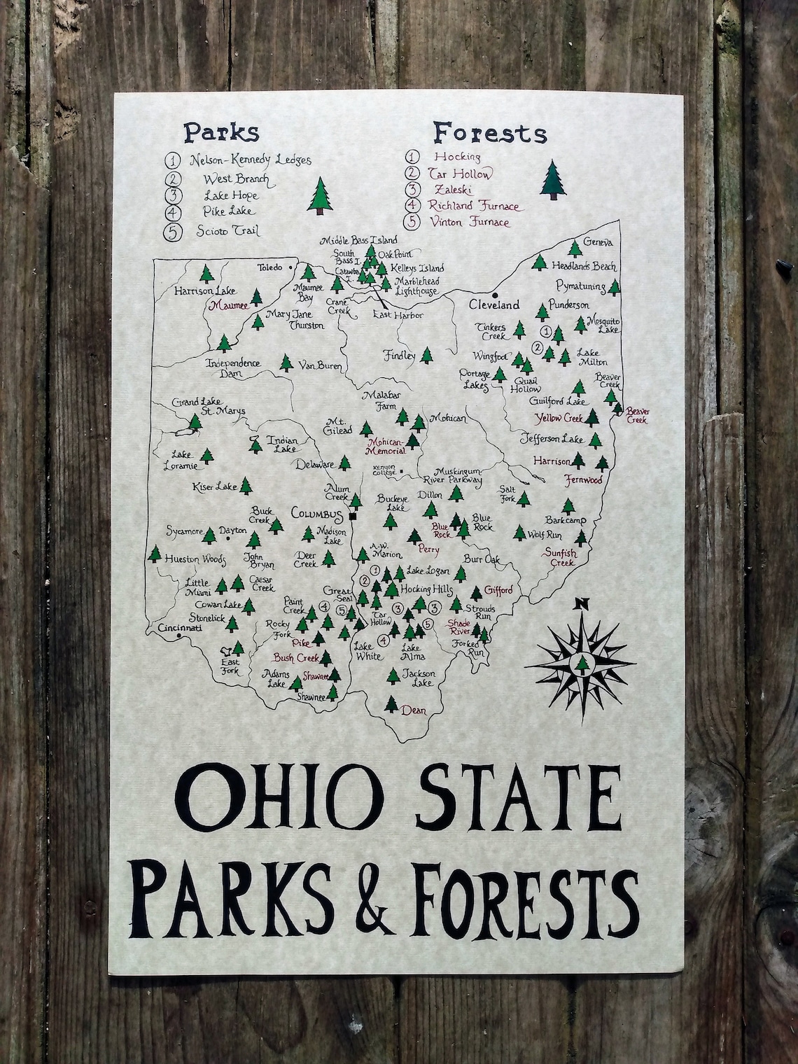 Ohio State Parks Map - Etsy