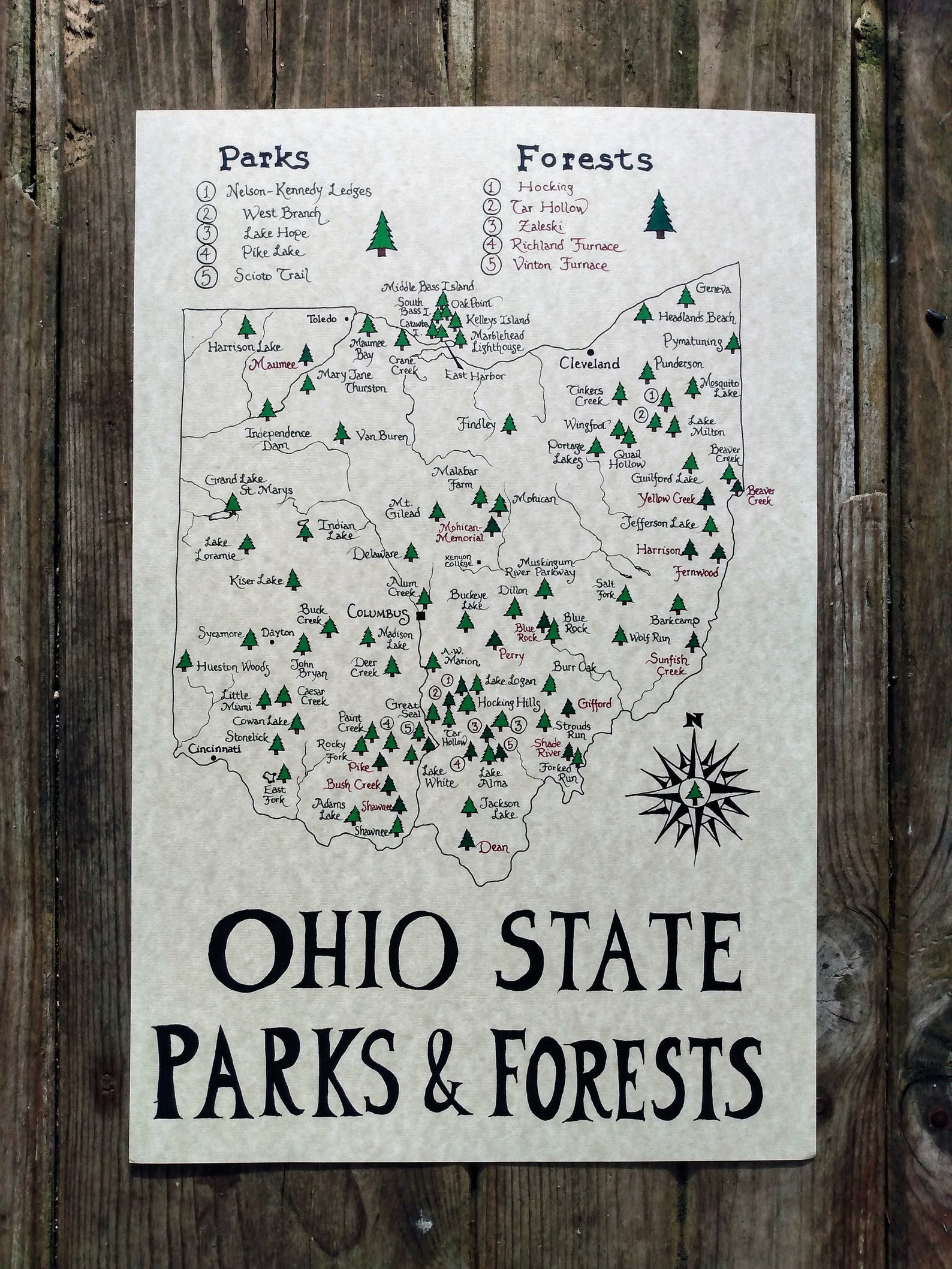 Ohio State Parks Map - Etsy