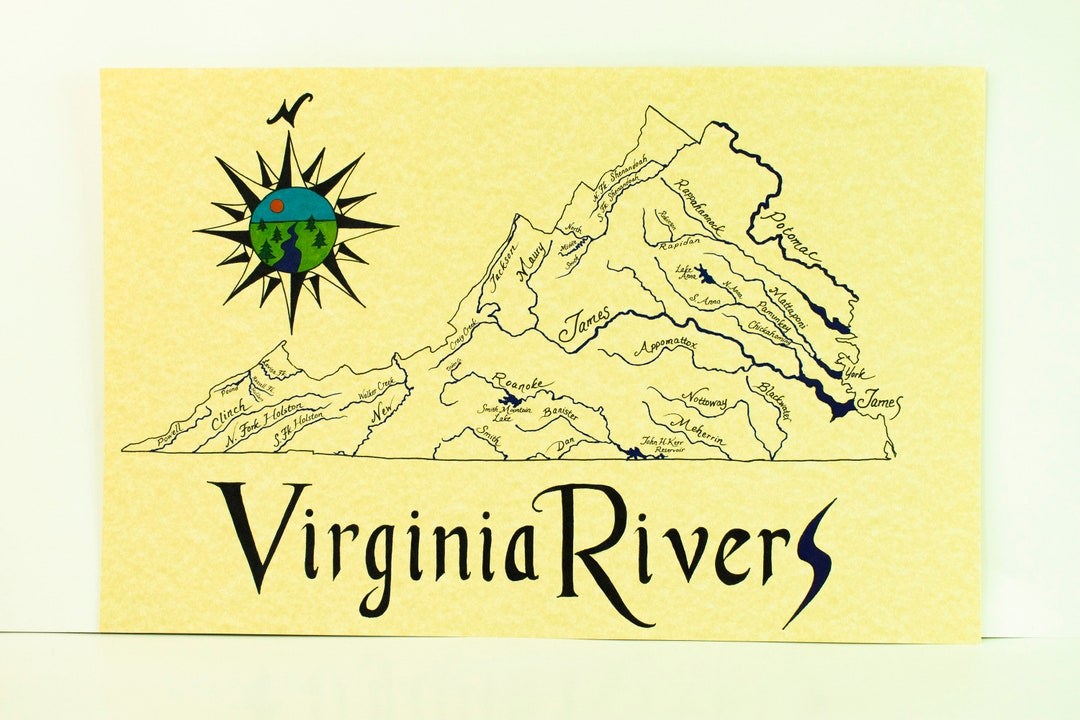 Virginia Rivers Map - Etsy