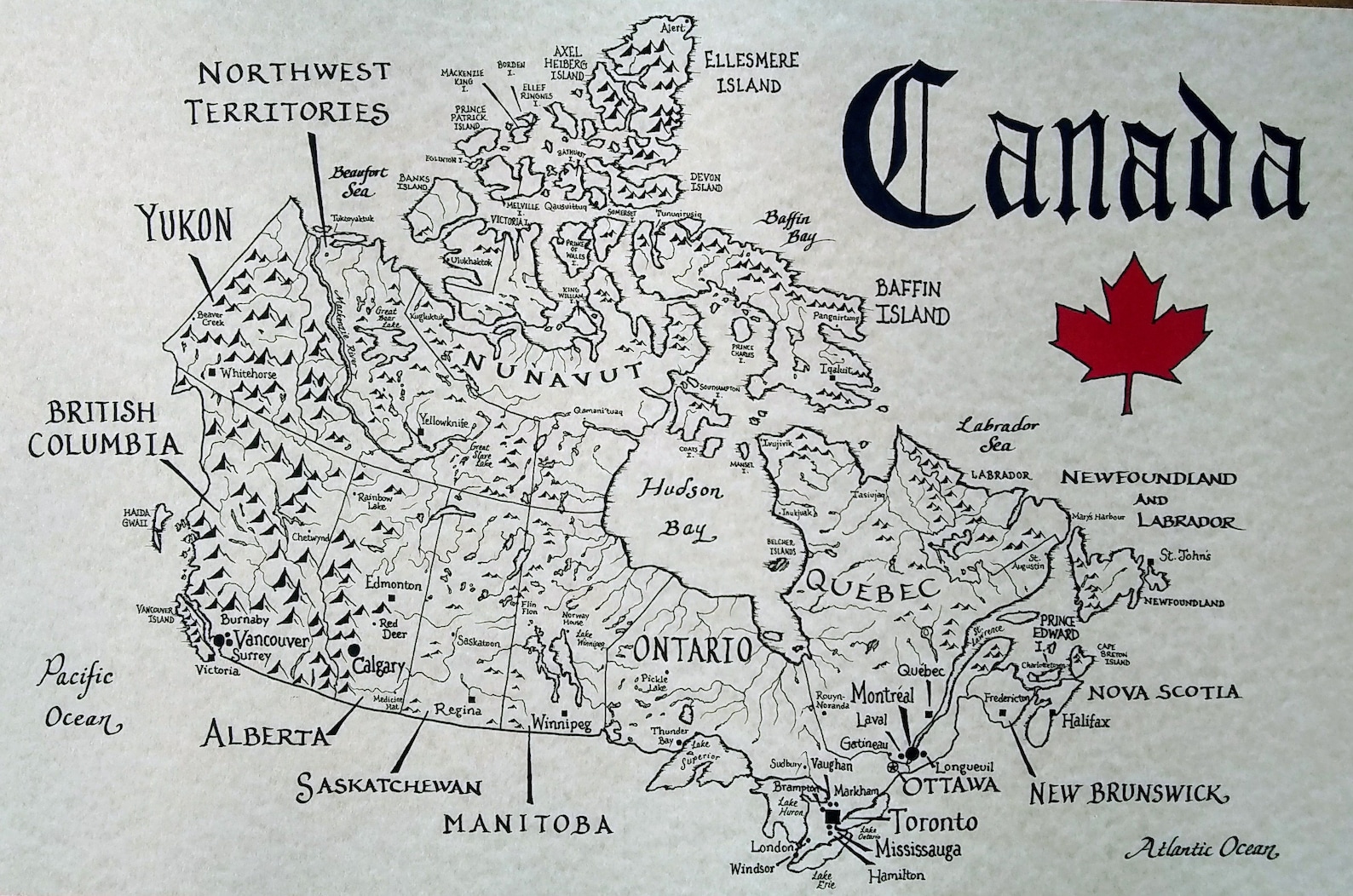 Canada Hand Drawn Map - Etsy