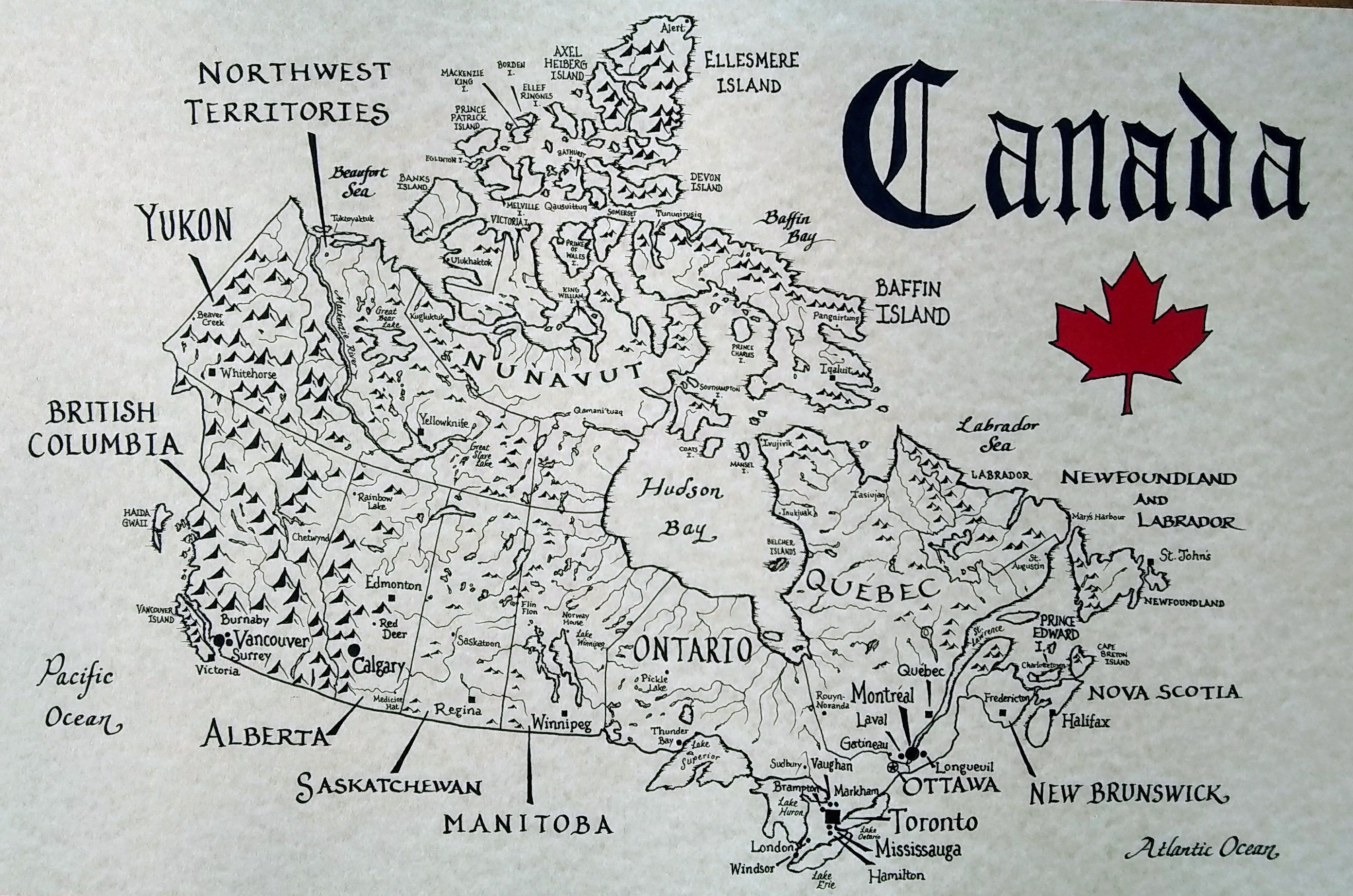 Canada Hand Drawn Map - Etsy