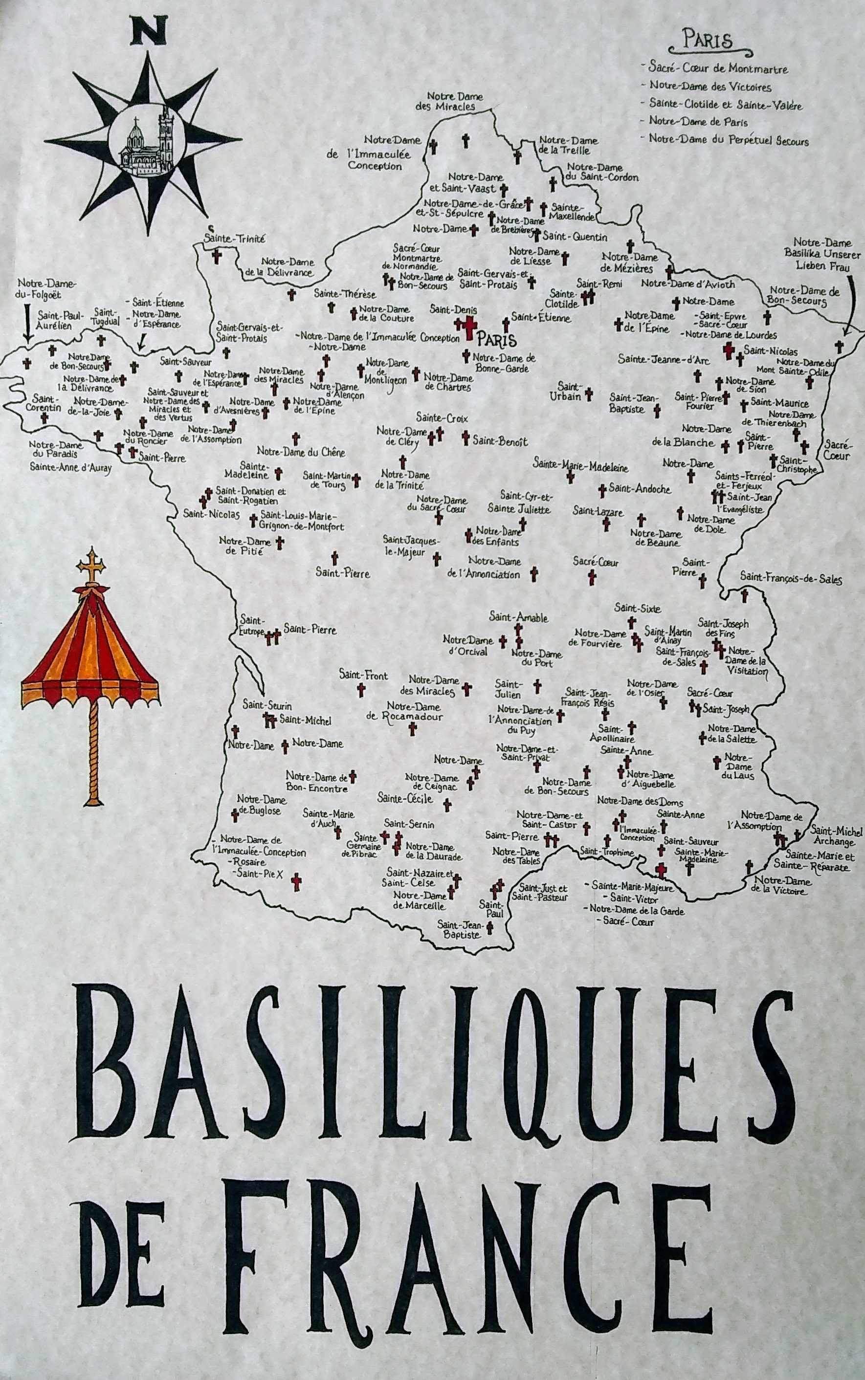 Basilicas of France Map - Etsy