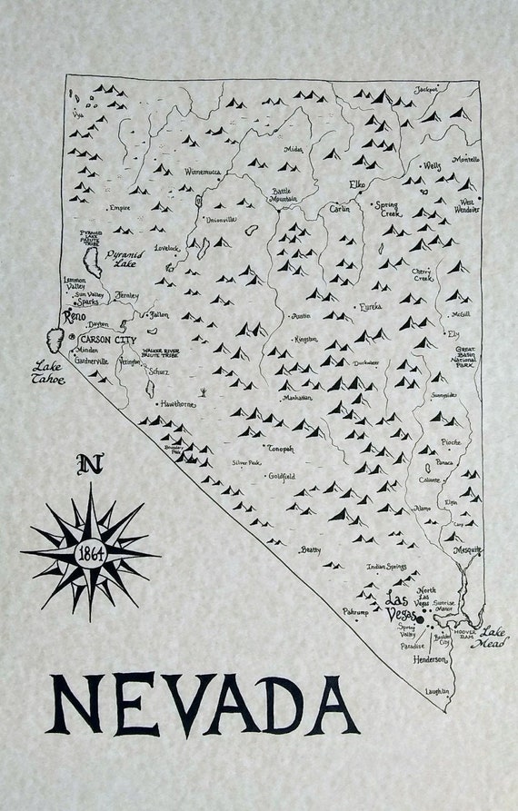 Nevada Map Hand Drawn | Etsy