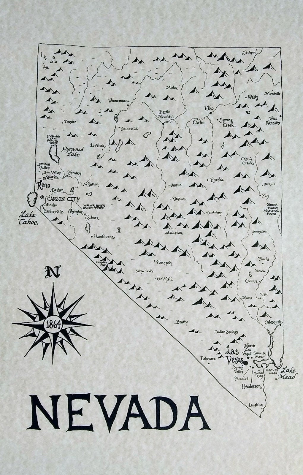 Nevada Map Hand Drawn - Etsy