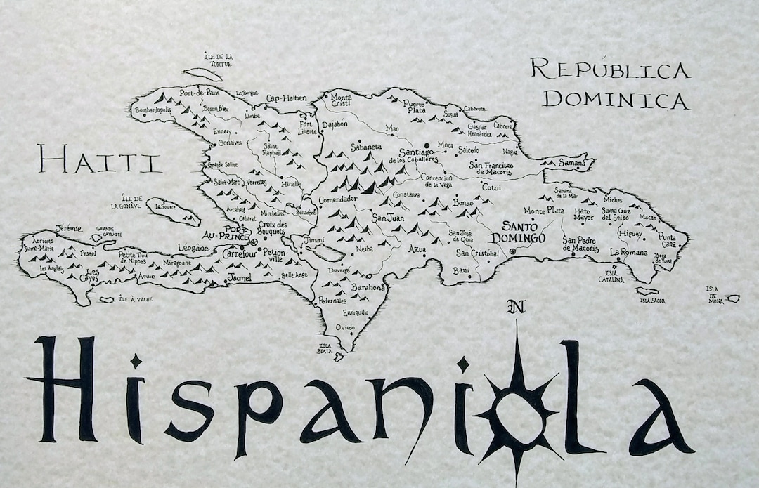 Hispaniola Map (haiti and Domincan Republic) - Etsy