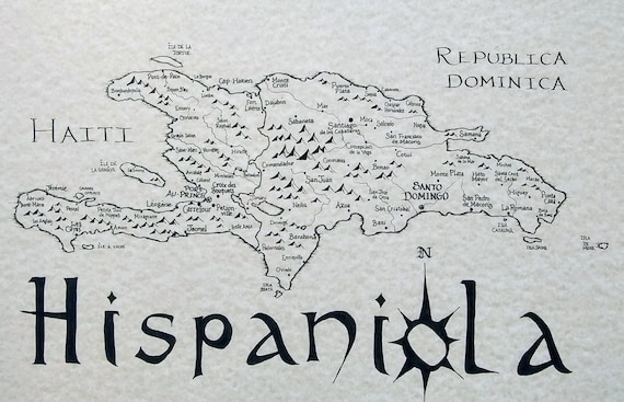 Hispaniola Map haiti and Domincan Republic - Etsy