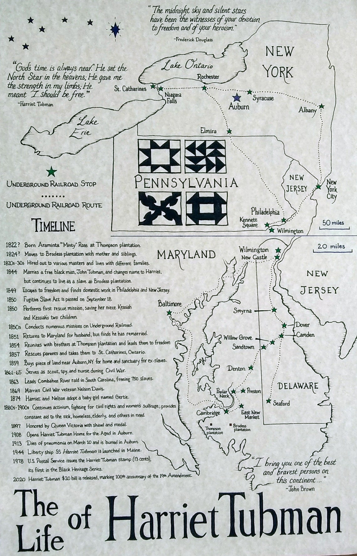 Harriet Tubman Map | Etsy