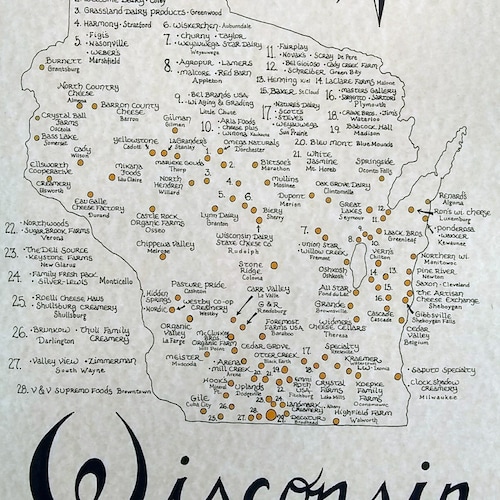 Wisconsin Cheese Companies Map - Etsy