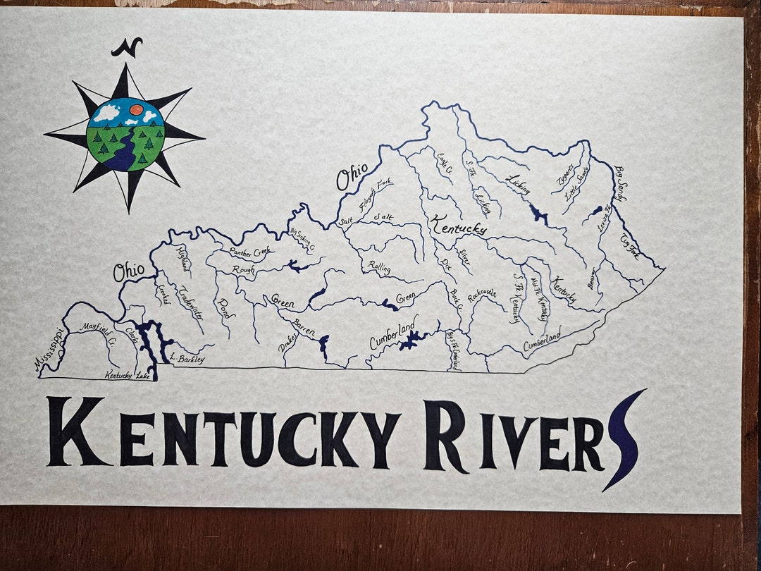 Kentucky Rivers Map - Etsy