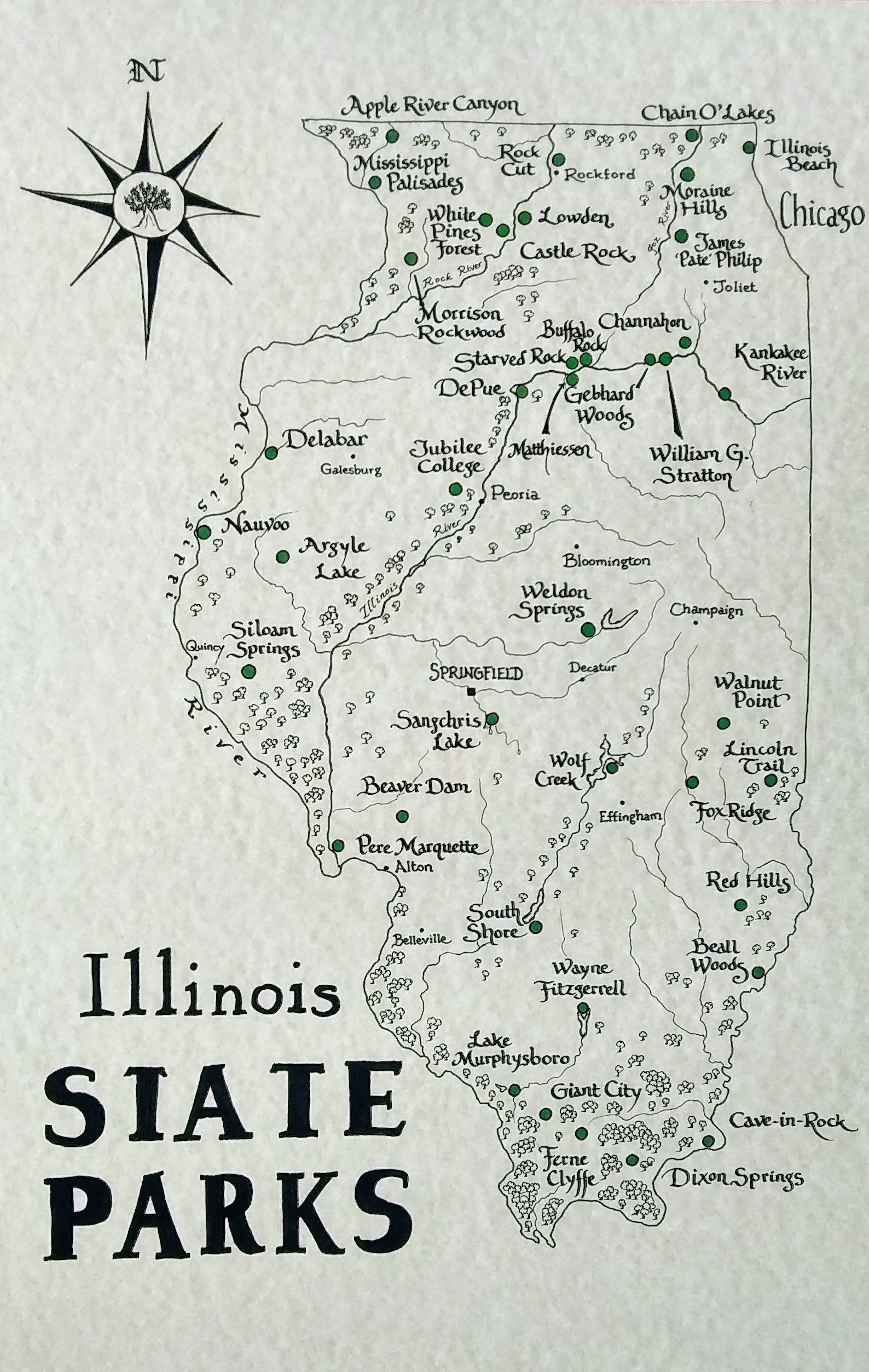 Illinois State Parks Map - Etsy