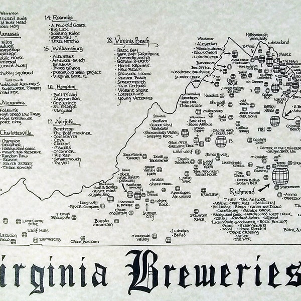 Map of Northern Virginia - Etsy