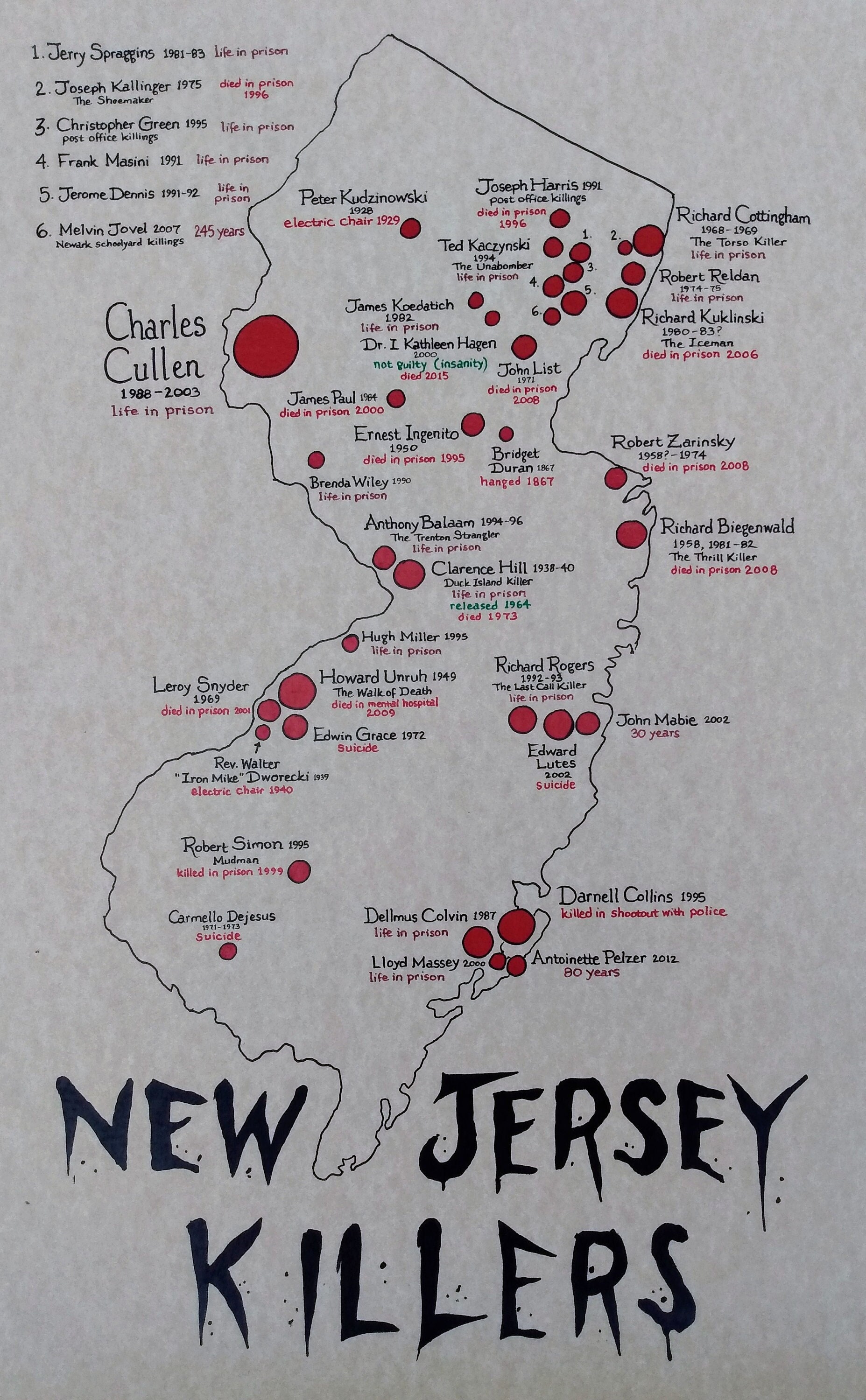 New Jersey Serial Killers Map - Etsy