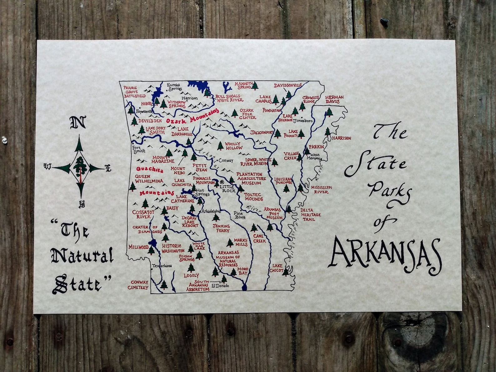 Arkansas State Parks Map - Etsy
