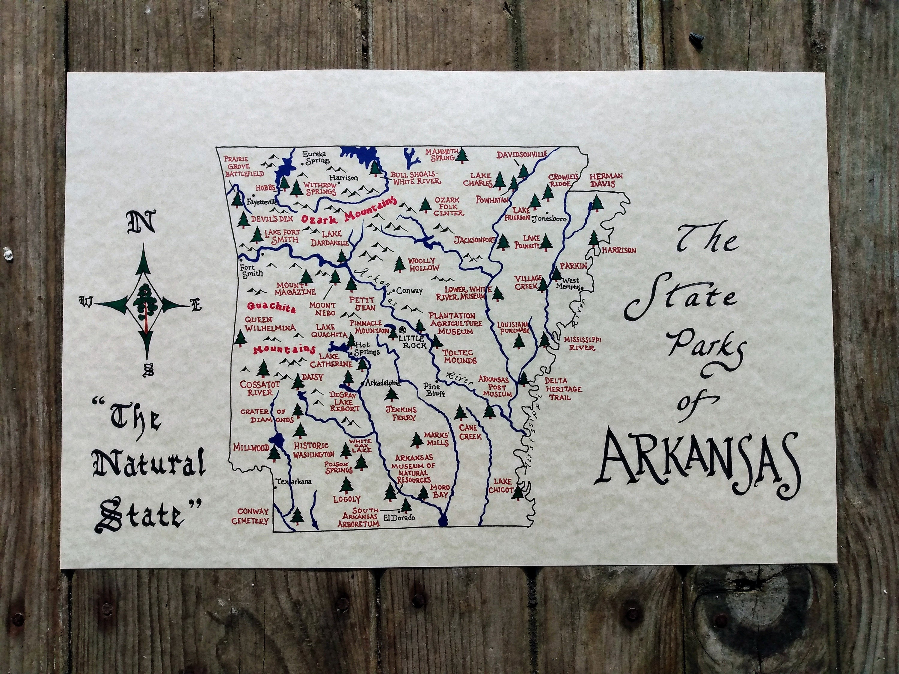 Arkansas State Parks Map - Etsy
