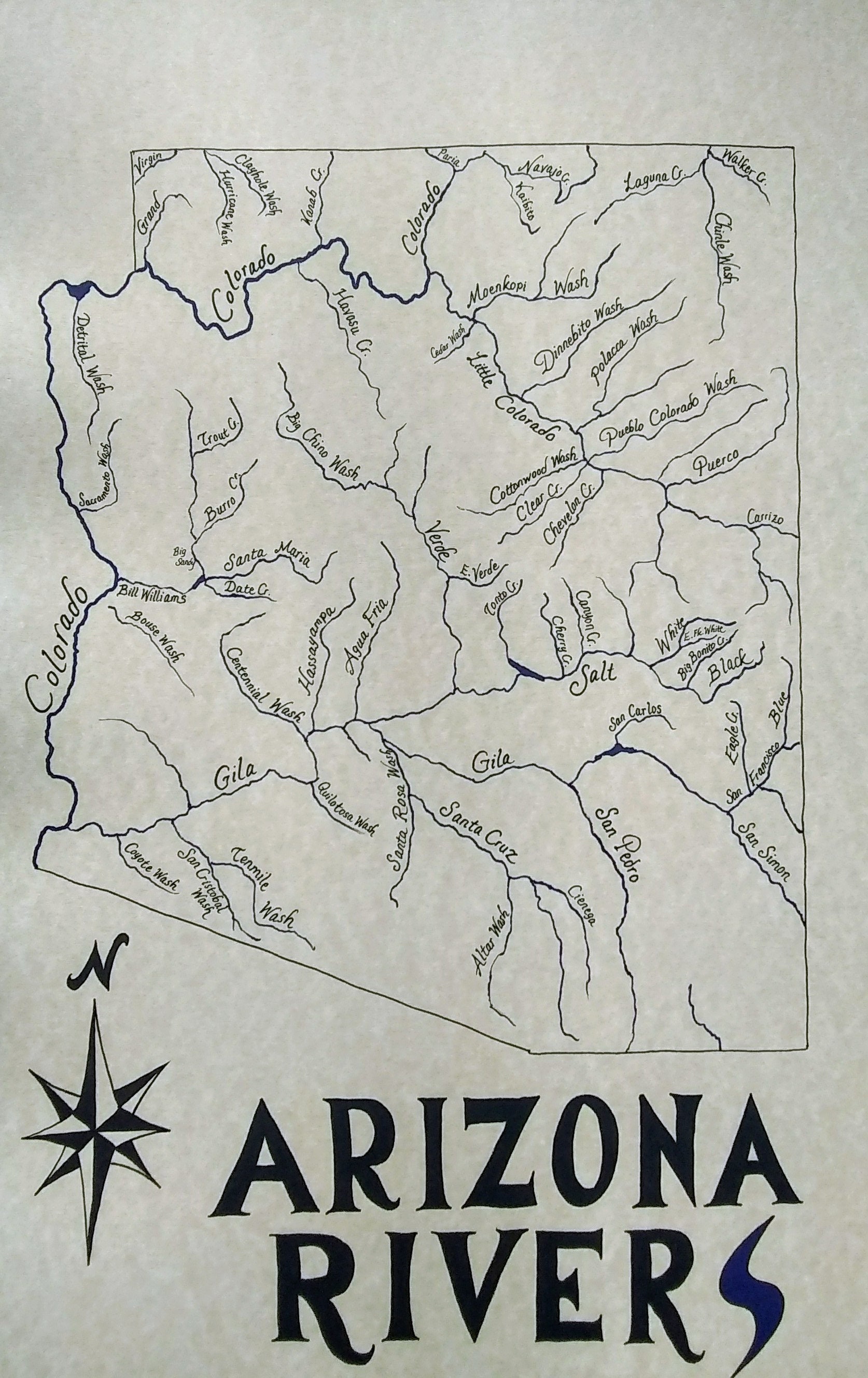 Mapa De Los Ríos De Arizona
