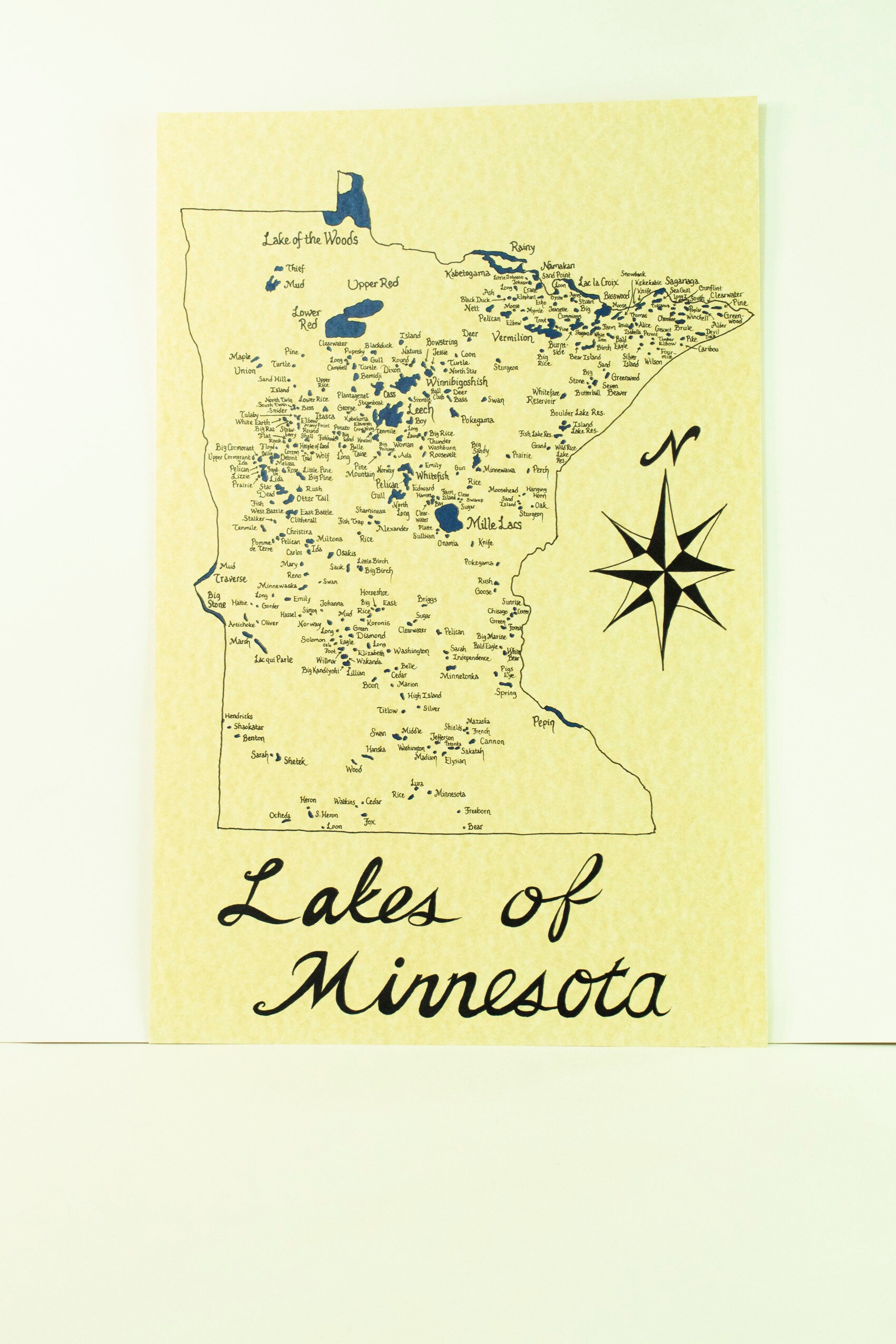 Minnesota Lakes Map 11x17 - Etsy