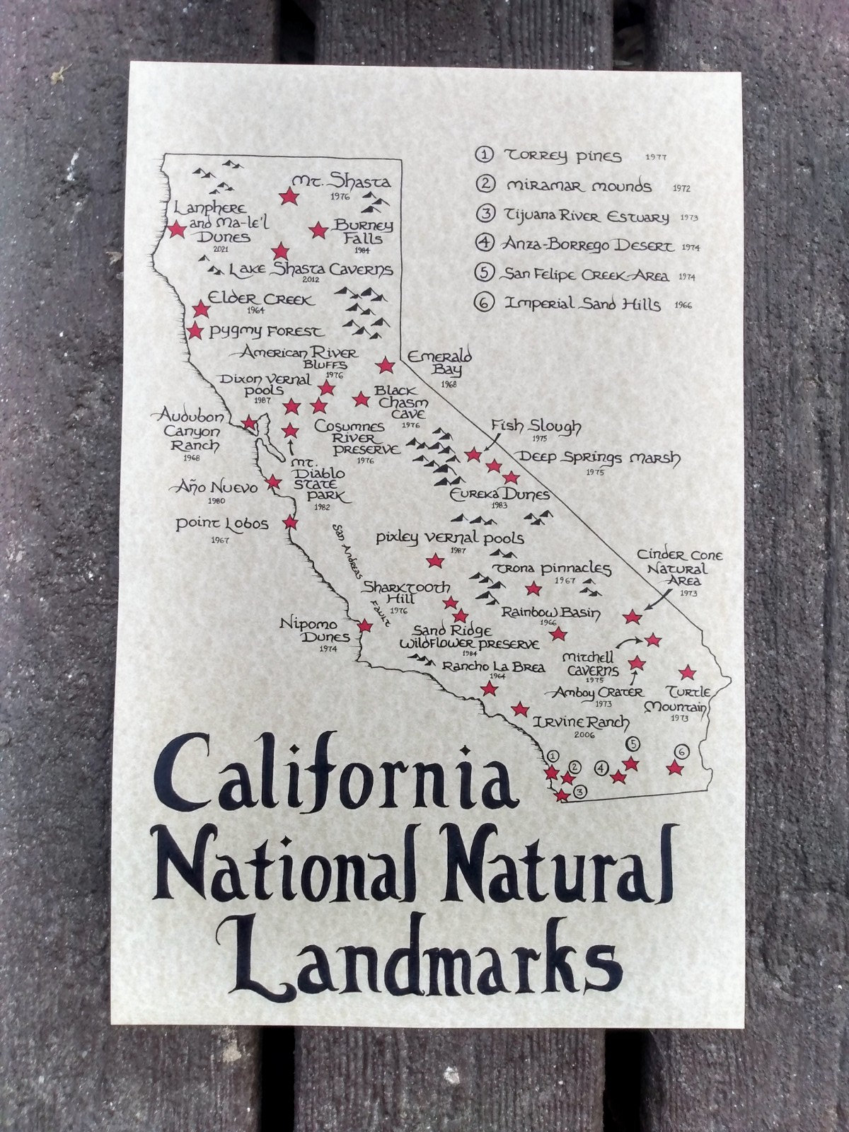 California Natural Landmarks Map 11x17 - Etsy
