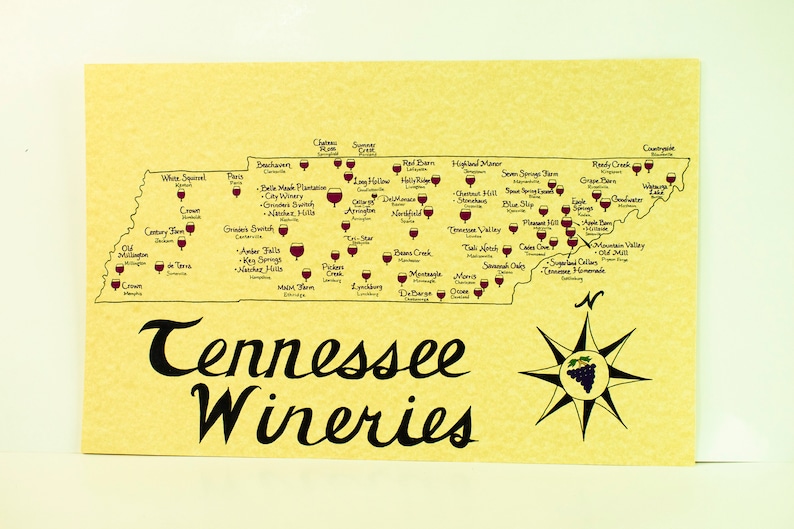 Tennessee Wineries Map - Etsy