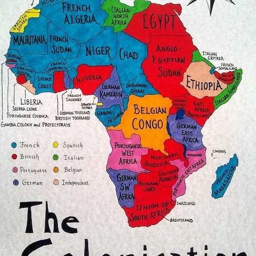 Scramble for Africa Hand Drawn Map - Etsy UK