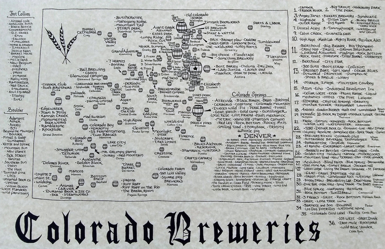 Colorado Breweries Map - Etsy