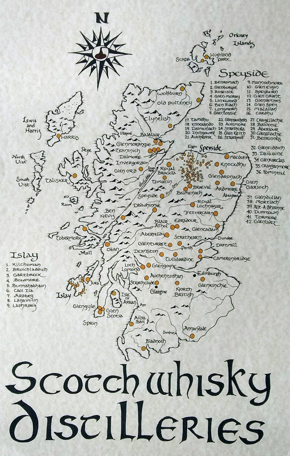 Scotland Distilleries Map - Etsy