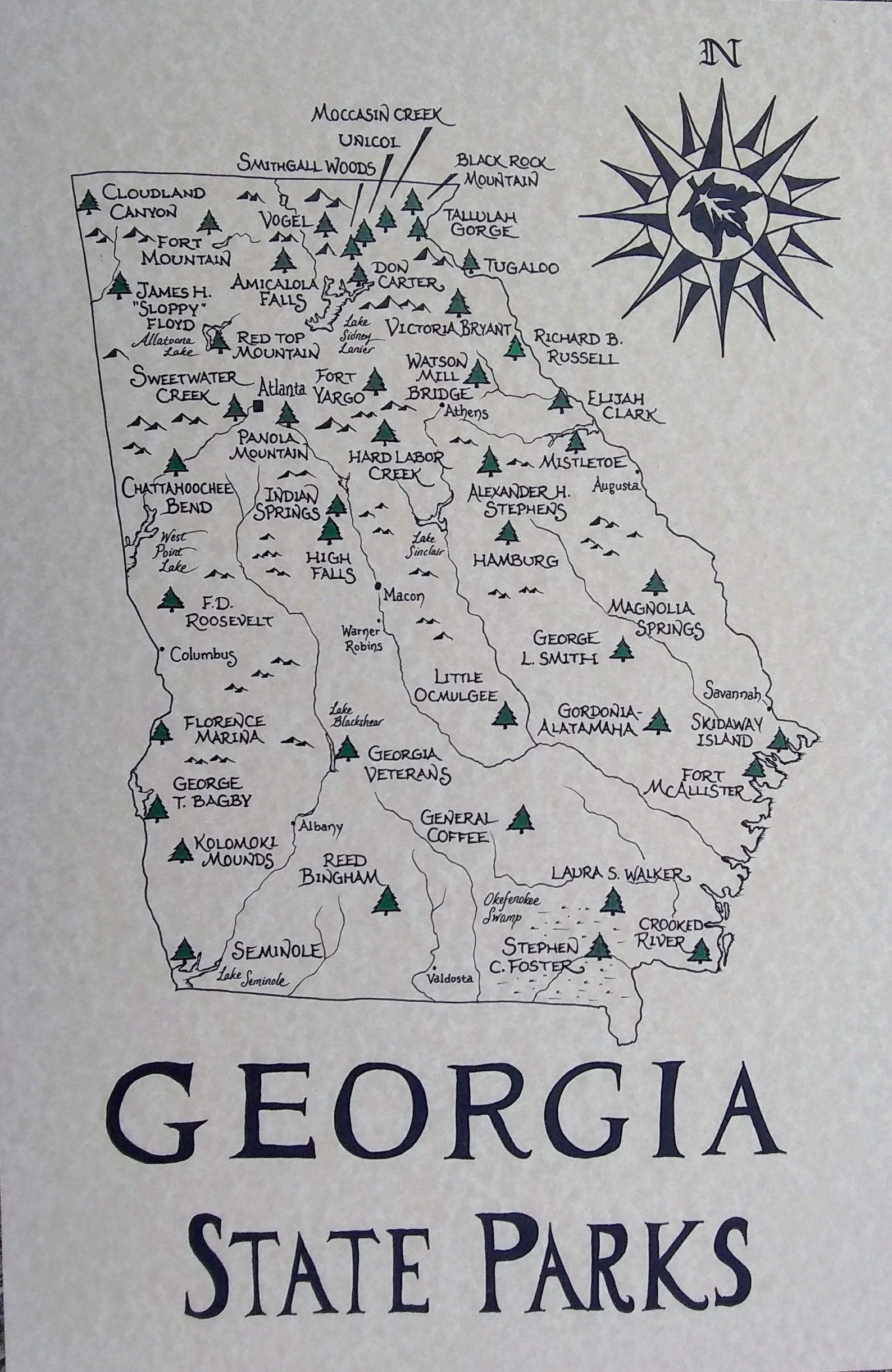 Georgia State Parks Map - Etsy