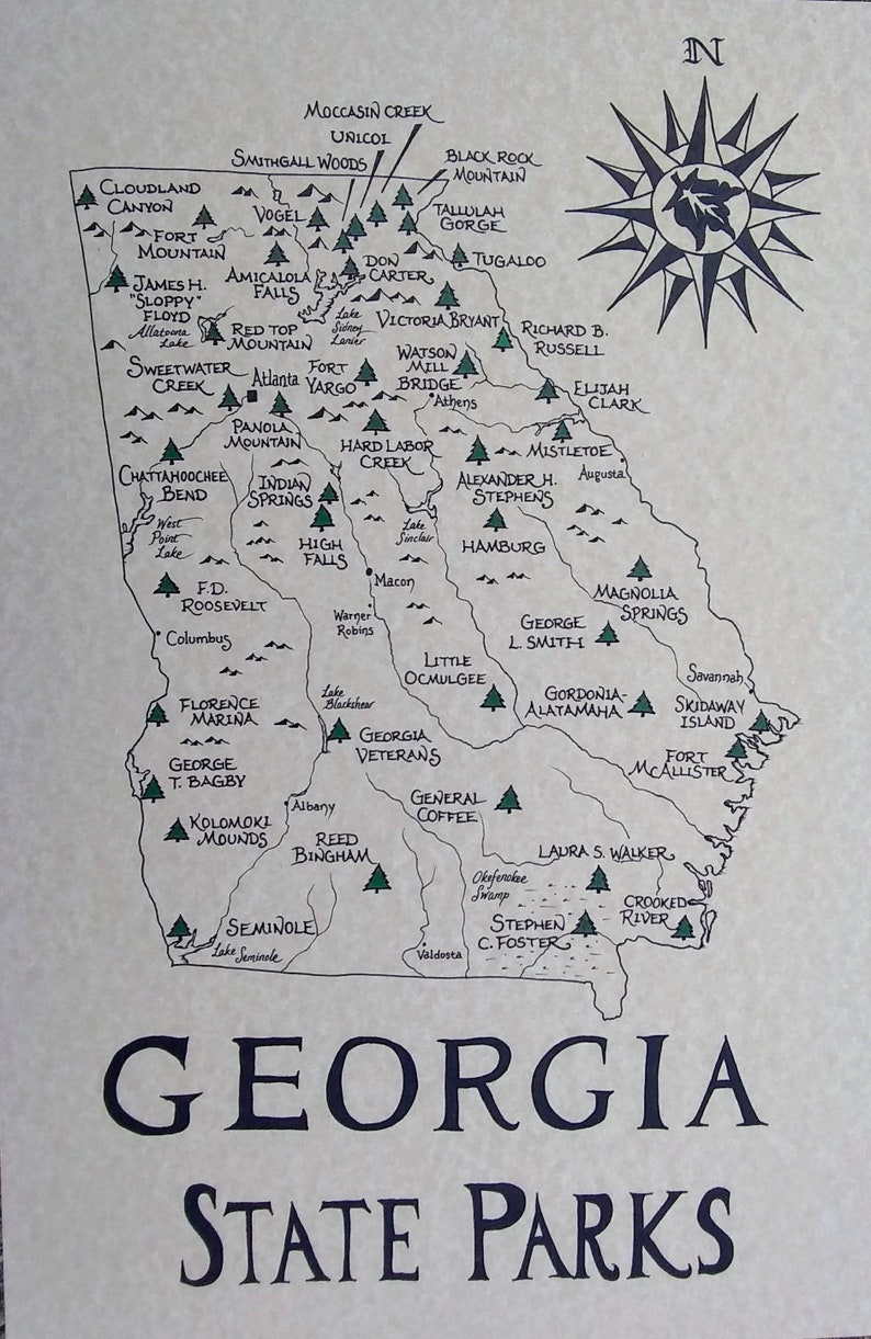 Georgia State Parks Map - Etsy