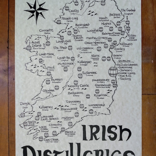 Ireland Distilleries Map - Etsy