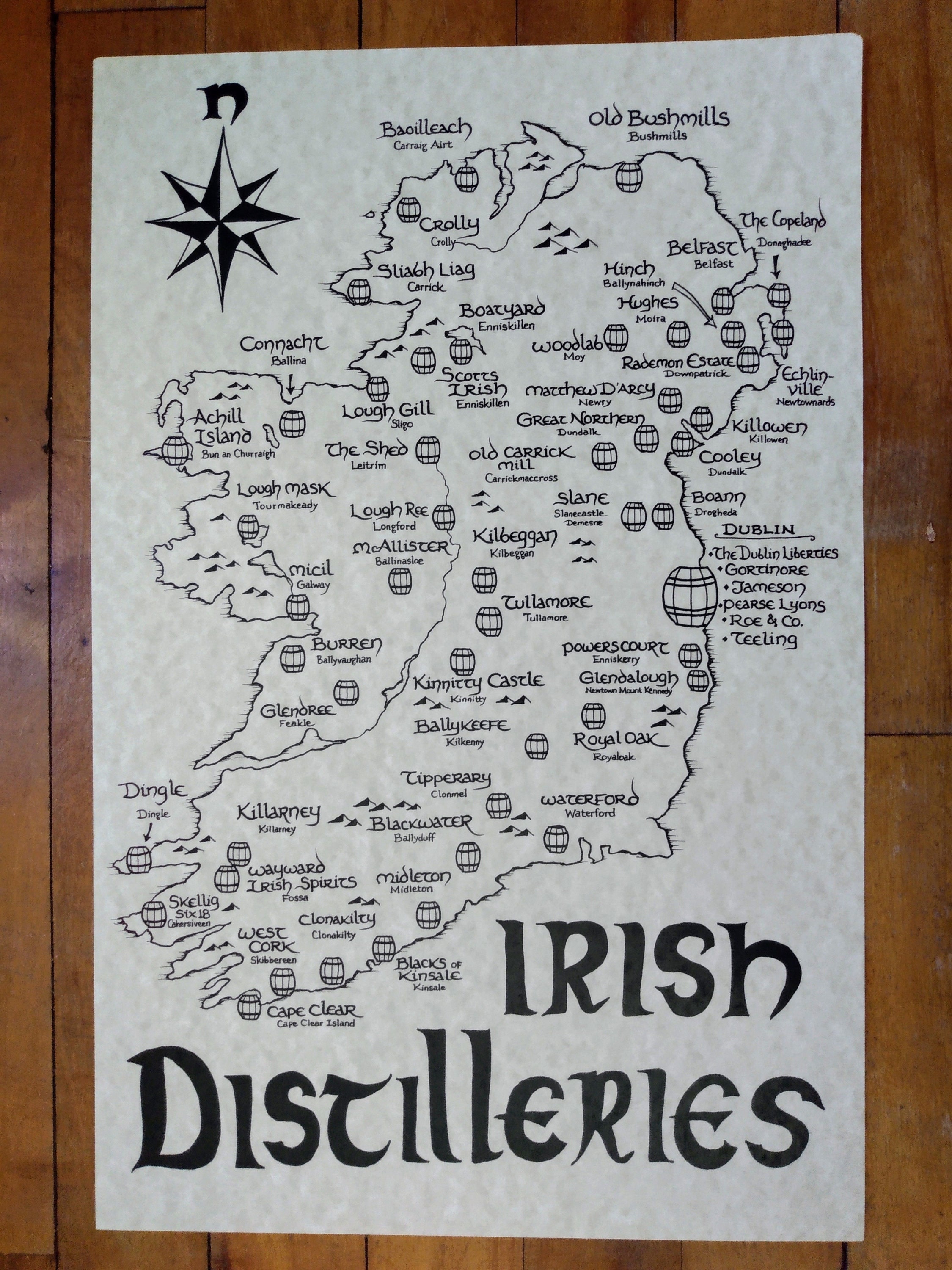 Ireland Distilleries Map - Etsy