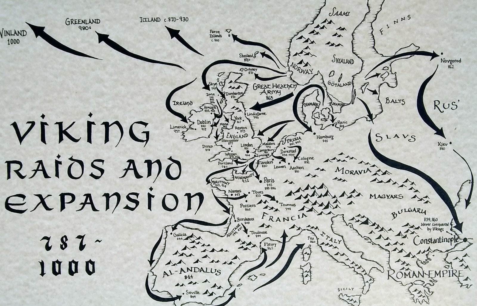 Incursiones vikingas y mapa de expansión - Etsy México